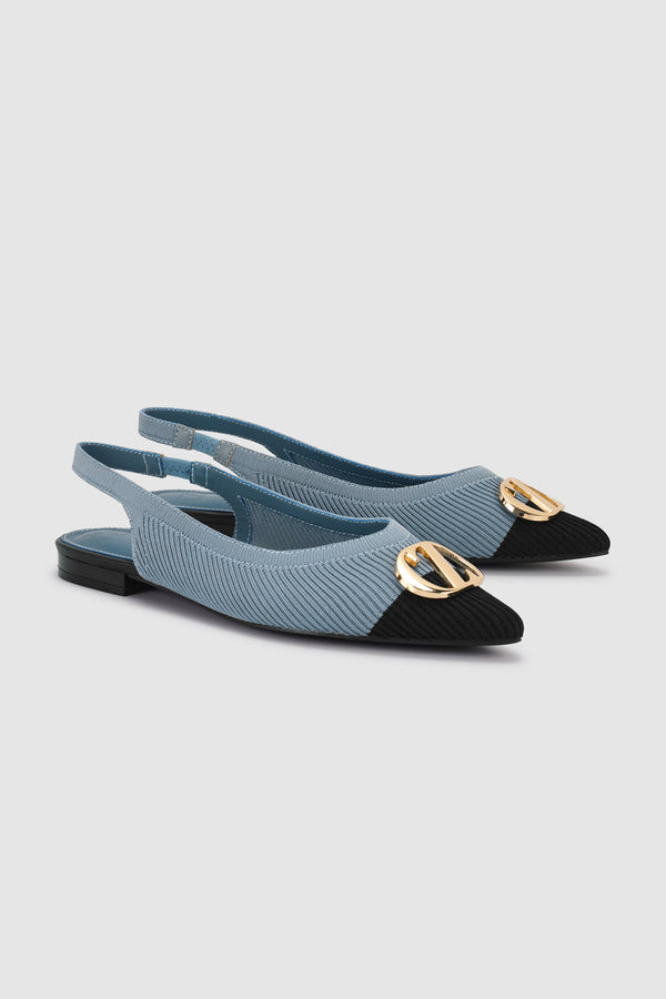 Two Tone Slingback Flats Tagged "Color_Blue" - ZYTADELIA