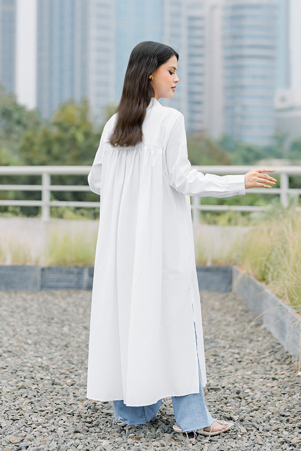 Interlock Wimple Shirt Dress - White - ZYTADELIA